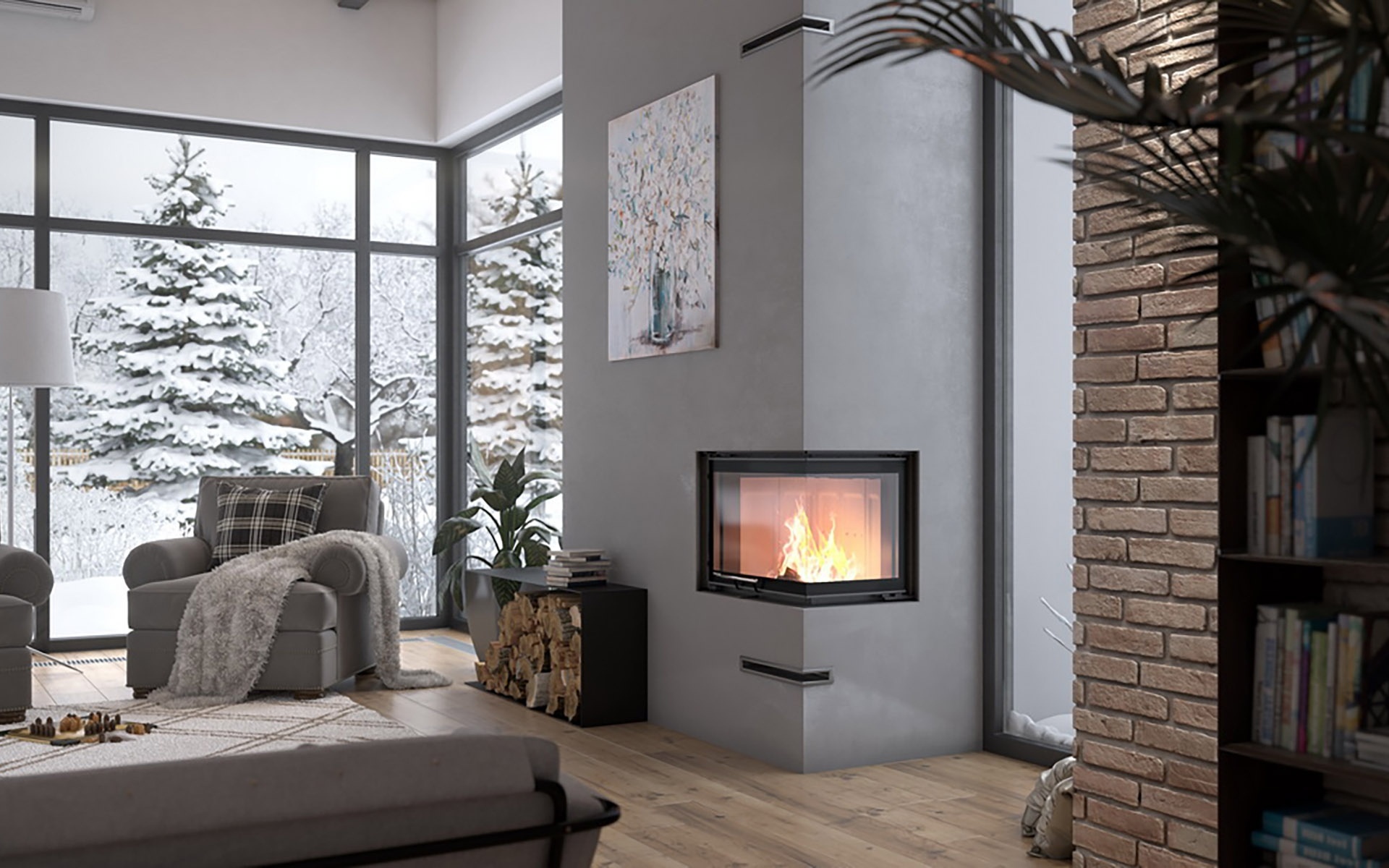 DEFRO HOME INTRA SM BP MINI G prawy gilotyna - wkład kominkowy 10 kW - kominek narożny prawy ...